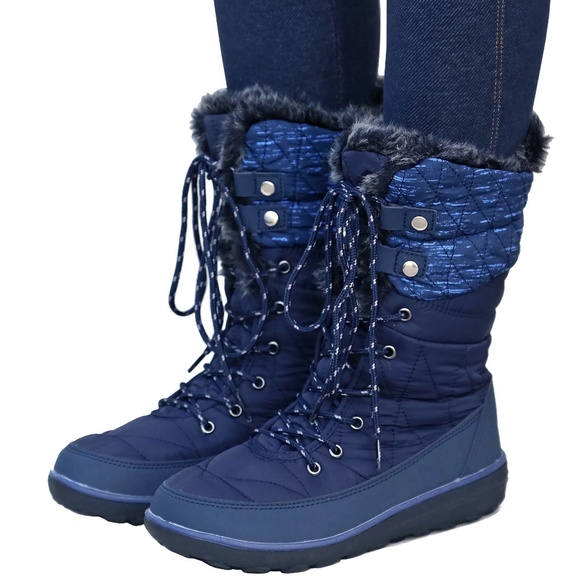 Shoes | New Blue Faux Fur Lace Up Midcalf Snow Boots | Poshmark